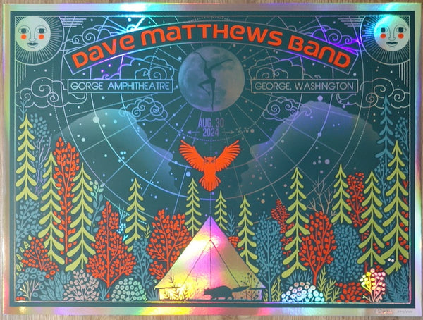 2024 Dave Matthews Band - Gorge I Foil Variant Concert Poster by Metha ...