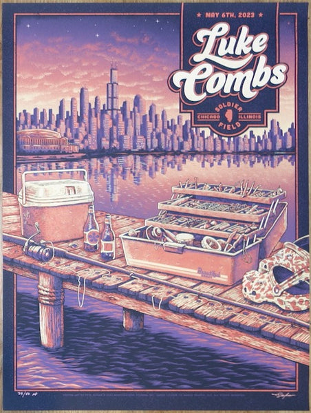2023 Luke Combs - Chicago Silkscreen Concert Poster by Pete Schaw ...
