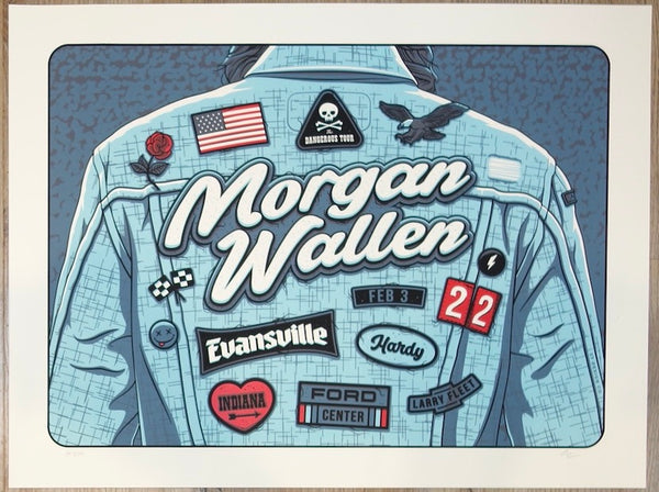 2022 Morgan Wallen - Evansville Silkscreen Concert Poster by Charles C ...