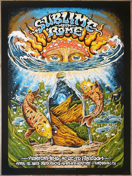 2023 Sublime w/ Rome - Red Rocks Silkscreen Concert Poster by Nathanie ...