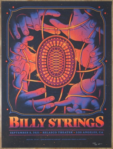 2021 Billy Strings - Los Angeles Silkscreen Concert Poster by Half Haz ...