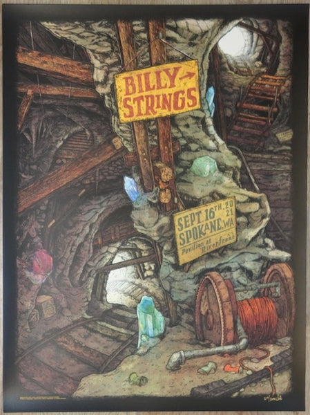 2021 Billy Strings - Spokane Silkscreen Concert Poster by Landland ...