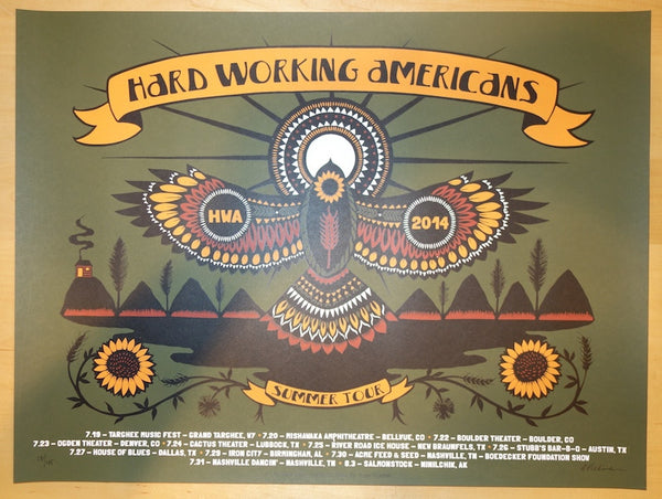 2014 Hard Working Americans - Tour Poster by Angie Pickman | JoJo's Posters