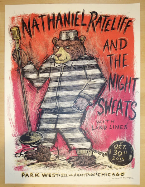 2015 Nathaniel Rateliff - Chicago Silkscreen Concert Poster by Dan Grz ...