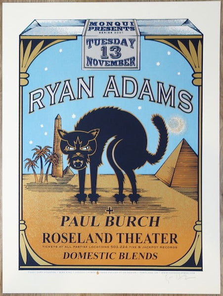 2001 Ryan Adams - Portland Silkscreen Concert Poster by Gary Houston ...