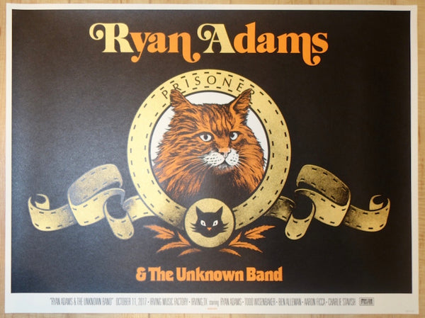 2017 Ryan Adams - Irving Silkscreen Concert Poster by Ivan Minsloff ...
