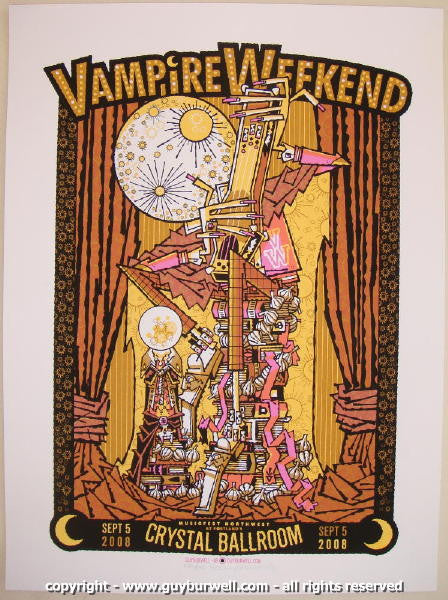 2008 Vampire Weekend - Portland Silkscreen Concert Poster by Guy Burwe ...